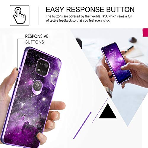 BENTOBEN Compatible with Moto G Power 2021 Case, Slim Fit Glow in The Dark Soft Flexible Bumper Protective Anti Scratch Non-Slip Cute Cover for Motorola Moto G Power (2021) 6.6 Inch, Purple Nebula