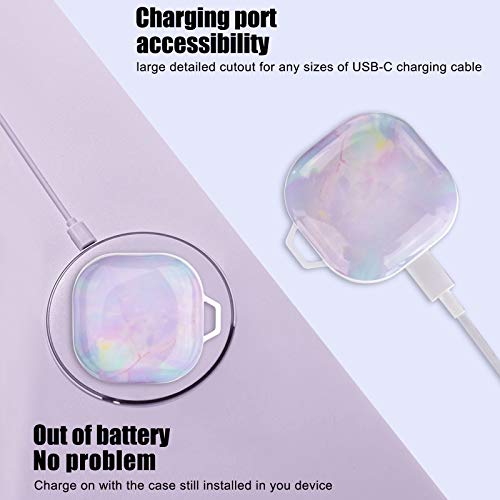 OLEBAND Galaxy Buds 2 Pro/Buds Live/Buds pro/Buds 2 case with Cute Pattern and Keychain Accessory,Hard Cover for Women and Girls,Colorful Marble