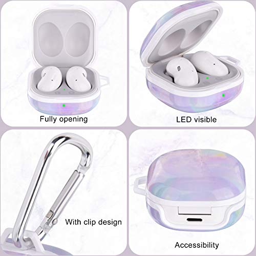 OLEBAND Galaxy Buds 2 Pro/Buds Live/Buds pro/Buds 2 case with Cute Pattern and Keychain Accessory,Hard Cover for Women and Girls,Colorful Marble