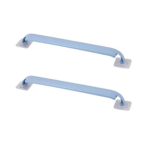 2 Pack 18 inch Adhesive Towel Holder Wall Mount, Stick On Hand Towel Bar for Kitchen Bathroom, Driling Free Bath Towel Holder, Kitchen Wall Rack for Towels (Blue)