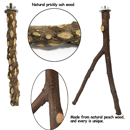 kathson Natural Bird Perch Parakeet Wood Stand Sticks Branches Parrot Paw Grinding Platform Bird Cage Accessories for Budgies Parakeet Cockatiels Conures Lovebirds (8 PCS)