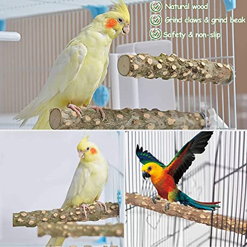 kathson Natural Bird Perch Parakeet Wood Stand Sticks Branches Parrot Paw Grinding Platform Bird Cage Accessories for Budgies Parakeet Cockatiels Conures Lovebirds (8 PCS)