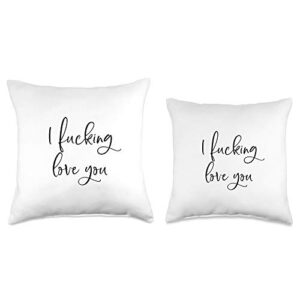 Funny Gift For Husband Wife - ElizaDesigns I Fucking Love You-Swear Word Girlfriend Boyfriend Sweary Throw Pillow, 16x16, Multicolor