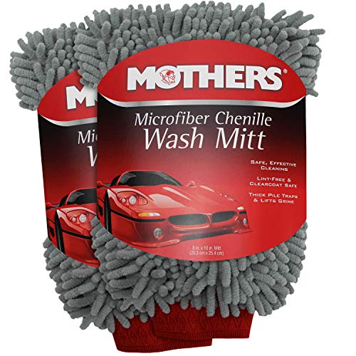 Mothers Premium Chenille Car Wash Mitt - Scratch & Lint Free, 2pk