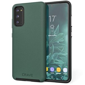 crave dual guard for samsung galaxy s20 case, shockproof protection dual layer case for samsung galaxy s20, s20 5g - forest green