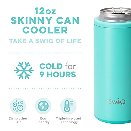 Swig Life Wanderlust + Matte Aqua Seltzer Lovers Gift Set, Includes (2) 12oz Skinny Can Coolers, Triple Insulated, Stainless Steel, Easy to Clean, and Dishwasher Safe