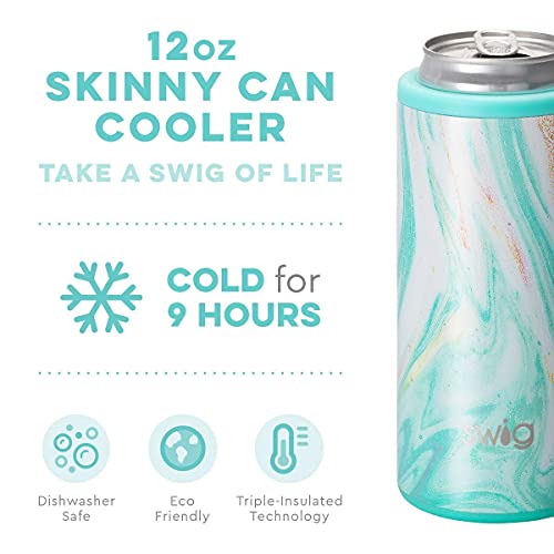 Swig Life Wanderlust + Matte Aqua Seltzer Lovers Gift Set, Includes (2) 12oz Skinny Can Coolers, Triple Insulated, Stainless Steel, Easy to Clean, and Dishwasher Safe