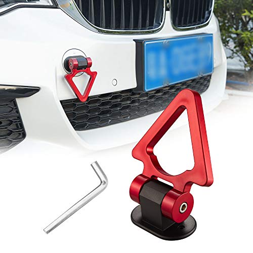 TOMALL Car Tow Hook Red Universal Decorative V Shape Racing Style Trailer Hook Sticker for Car Bumper (ONLY Decoration)