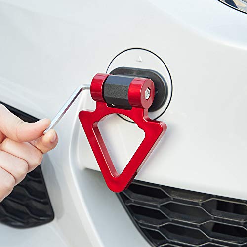 TOMALL Car Tow Hook Red Universal Decorative V Shape Racing Style Trailer Hook Sticker for Car Bumper (ONLY Decoration)