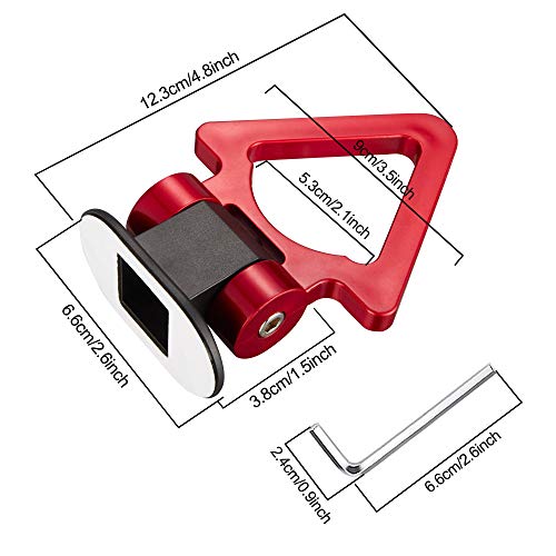 TOMALL Car Tow Hook Red Universal Decorative V Shape Racing Style Trailer Hook Sticker for Car Bumper (ONLY Decoration)