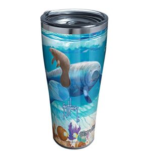 tervis guy harvey manatee triple walled insulated tumbler travel cup keeps drinks cold & hot, 30oz, stainless steel