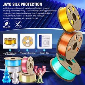 Silk Black PLA 3D Printer Filament 1.75mm, JAYO Silk PLA 0.65kg Spool 3D Printing Material, Silky Shiny Surface, Neatly Wound Filament, Fits for Most FDM 3D Printers, Black 650g