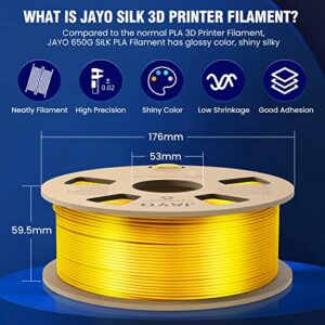 Silk Black PLA 3D Printer Filament 1.75mm, JAYO Silk PLA 0.65kg Spool 3D Printing Material, Silky Shiny Surface, Neatly Wound Filament, Fits for Most FDM 3D Printers, Black 650g