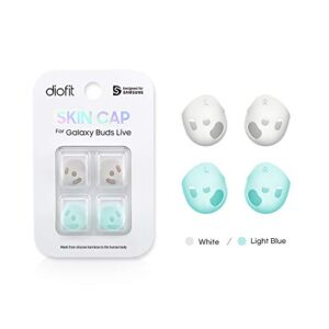 diofit Skin-Friendly Silicone Tips for Galaxy Buds Live. Comfortable Wearing. Stable Fit, 2 Pairs (White)