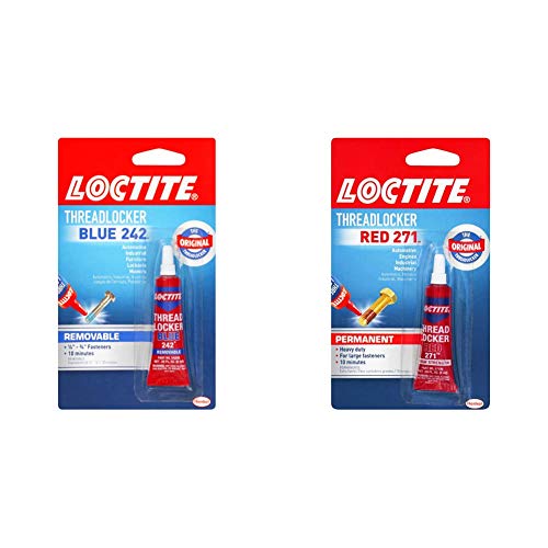 Loctite Threadlocker Blue 242 Nut/Bolt Locker & Threadlocker Red 271 Red 0.2 fl oz, 1 Tube