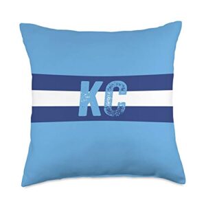 kansas city home & lifestyle kc kansas city retro horizontal stripes powder & royal blue throw pillow, 18x18, multicolor