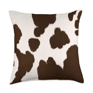 animal pattern hide brown cow milk farm animal print throw pillow, 18x18, multicolor