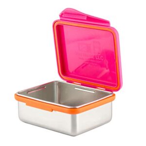 Kid Basix Safe Snacker Reusable Stainless Steel Lunchbox for Kids and Adults Reusable Food Container BPA Free Dishwasher Safe Fuchsia 13 oz