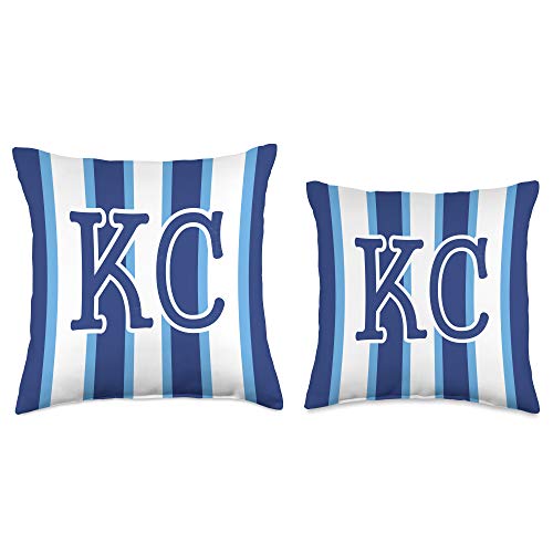 Kansas City Home & Lifestyle Retro Royal Blue & Powder Blue Kansas City KC Stripes Throw Pillow, 18x18, Multicolor