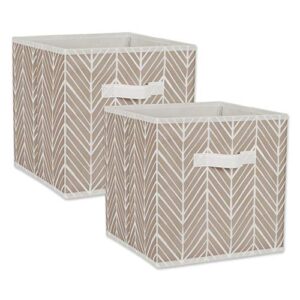 dii non woven storage collection polyester herringbone bin, small set of 2, stone, 2 piece