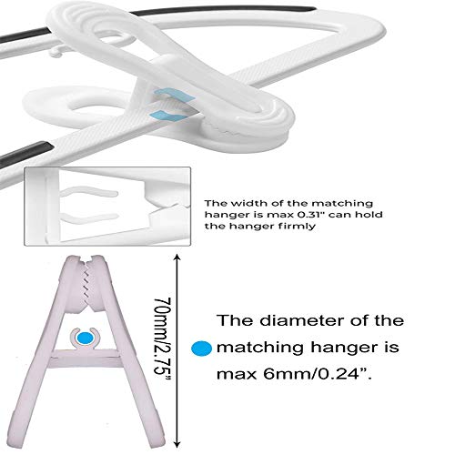 KRISMYA Hanger Clips for Hangers,30 Pcs Multi-Purpose Hanger Clips for Hangers White Finger Clips for Kids Hangers with Clips Plastic Clothes Hangers, Pants Hangers Clips