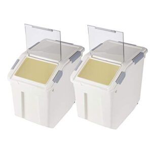 flour storage container 25 lb with wheels seal locking lid pp (pack-2)