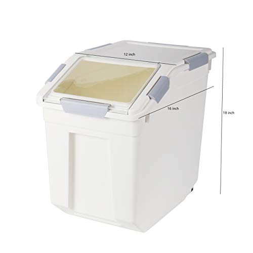 Flour Storage Container 25 lb with Wheels Seal Locking Lid PP (Pack-2)