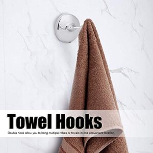 Omabeta Bathroom Towel Hook, Unique Wall Mounted Stainless Steel Double Robe Hook, Practical Arc Design Coat Towel Hanger Holder for Bathroom Living Room Office Hotel(Double Robe Hook)