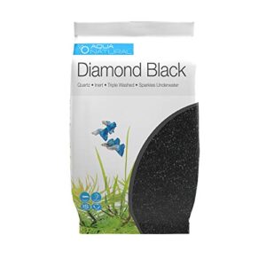 aquanatural diamond black 10lb, premium gravel and substrate for aquariums, fish tanks and terrariums, 1-2mm