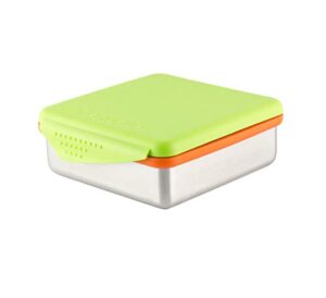 kid basix safe snacker, reusable stainless steel lunchbox container for kids & adults, reusable food container, bpa free, dishwasher safe, 23oz lime