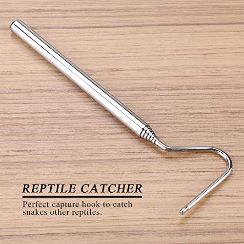 Asixxsix Reptile Catcher, Stainless Steel Reptile Capture Hook, Tough and Durable for Moving Small Snakes Pet Shop Reptile Collecting Wild Snakes