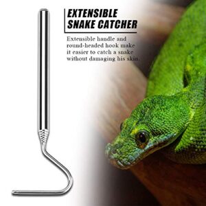 Asixxsix Reptile Catcher, Stainless Steel Reptile Capture Hook, Tough and Durable for Moving Small Snakes Pet Shop Reptile Collecting Wild Snakes