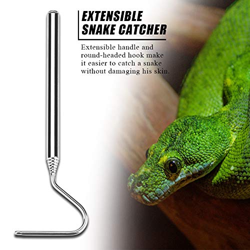 Asixxsix Reptile Catcher, Stainless Steel Reptile Capture Hook, Tough and Durable for Moving Small Snakes Pet Shop Reptile Collecting Wild Snakes