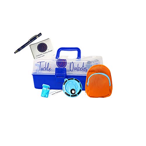 Diabetic Travel Case - ThisDiabetic Tackle Diabetes Box T1D Starter Set - Designed to Hold All T1D Tools Plus - Comes with Strip Drip, Light Blue Blot and Mini Backpack - Sizing: 11 x 6 x 5.5 inches