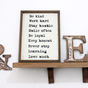 Wartter 11.8 x 15.8 inches Rustic Wood Framed Wall Decor Signs Farmhouse Wall Hanging Art - Be Kind, Stay Humble,Smile Often.