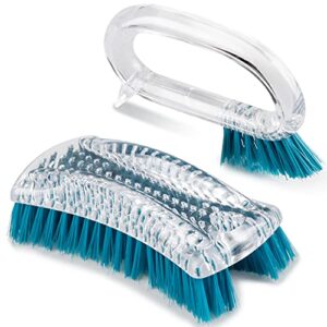 scrub brush set for cleaning, tina&tony cleaning brush shower scrubber brush kitchen scrub brush stiff bristles grout cleaning brush for tile floor bathroom bathtub carpet sink, transparent, 2pcs