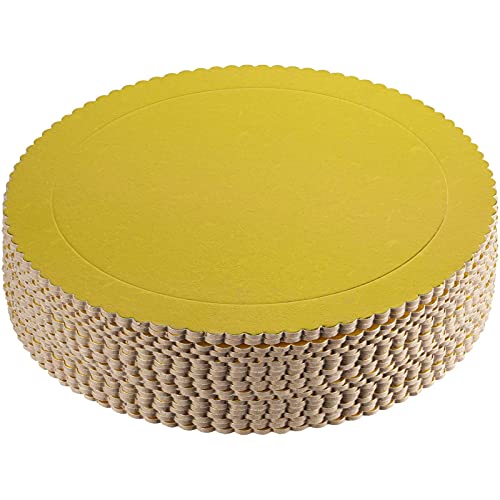 ZEONHAK 20 Pack 12 Inches Cake Boards, Round Cake Circles, Cake Base, Food Grade Gold Laminating Greaseproof Disposable Reusable Cardboard Cake Drum Pizza Tart Tray