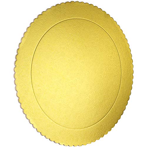 ZEONHAK 20 Pack 12 Inches Cake Boards, Round Cake Circles, Cake Base, Food Grade Gold Laminating Greaseproof Disposable Reusable Cardboard Cake Drum Pizza Tart Tray