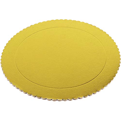 ZEONHAK 20 Pack 12 Inches Cake Boards, Round Cake Circles, Cake Base, Food Grade Gold Laminating Greaseproof Disposable Reusable Cardboard Cake Drum Pizza Tart Tray