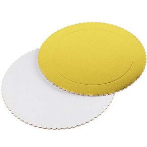 ZEONHAK 20 Pack 12 Inches Cake Boards, Round Cake Circles, Cake Base, Food Grade Gold Laminating Greaseproof Disposable Reusable Cardboard Cake Drum Pizza Tart Tray