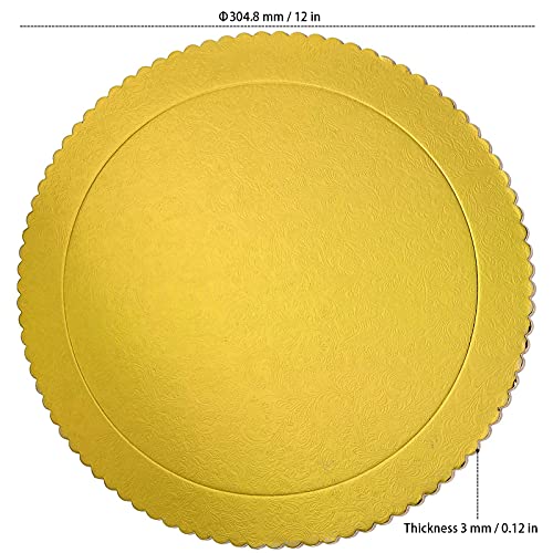 ZEONHAK 20 Pack 12 Inches Cake Boards, Round Cake Circles, Cake Base, Food Grade Gold Laminating Greaseproof Disposable Reusable Cardboard Cake Drum Pizza Tart Tray