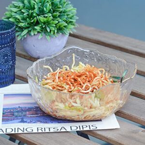 OBR KING Glass Salad Bowls Set of 3 Phnom Penh Mixing Bowls Irregular Shape Serving Bowls for Kitchen Prep Fruit Pasta Popcorn and Snack