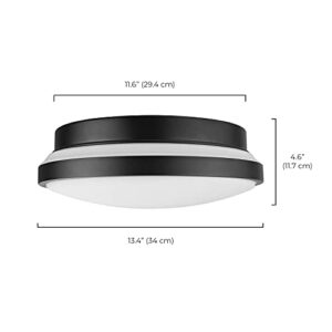 Globe Electric Works with Alexa Smart 14" Black Flush Mount Light, A Certified for Humans Device