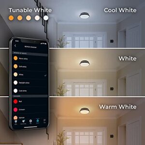 Globe Electric Works with Alexa Smart 14" Black Flush Mount Light, A Certified for Humans Device