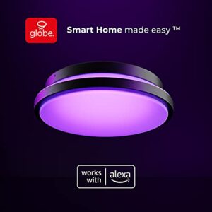 Globe Electric Works with Alexa Smart 14" Black Flush Mount Light, A Certified for Humans Device