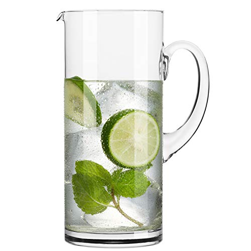 KROSNO Glass Water Juice Pitcher Jug | 44 oz | Glamour Collection | Perfect for Home, Restaurants and Parties | Fridge Safe