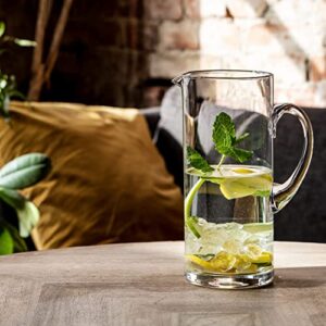 KROSNO Glass Water Juice Pitcher Jug | 44 oz | Glamour Collection | Perfect for Home, Restaurants and Parties | Fridge Safe