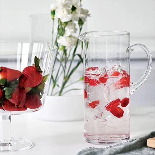 KROSNO Glass Water Juice Pitcher Jug | 44 oz | Glamour Collection | Perfect for Home, Restaurants and Parties | Fridge Safe