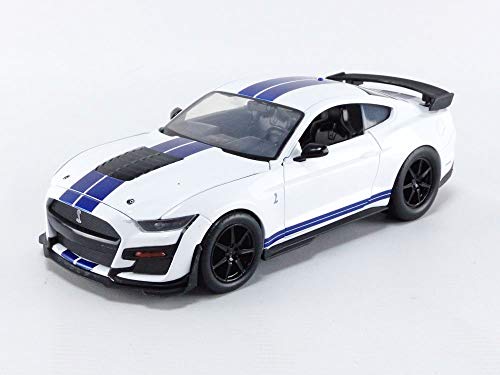 Jada Toys Bigtime Muscle 1:24 2020 Ford Mustang Shelby GT500 Die-cast Car Blue White Stripes, Toys for Kids and Adults