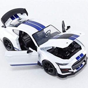 Jada Toys Bigtime Muscle 1:24 2020 Ford Mustang Shelby GT500 Die-cast Car Blue White Stripes, Toys for Kids and Adults